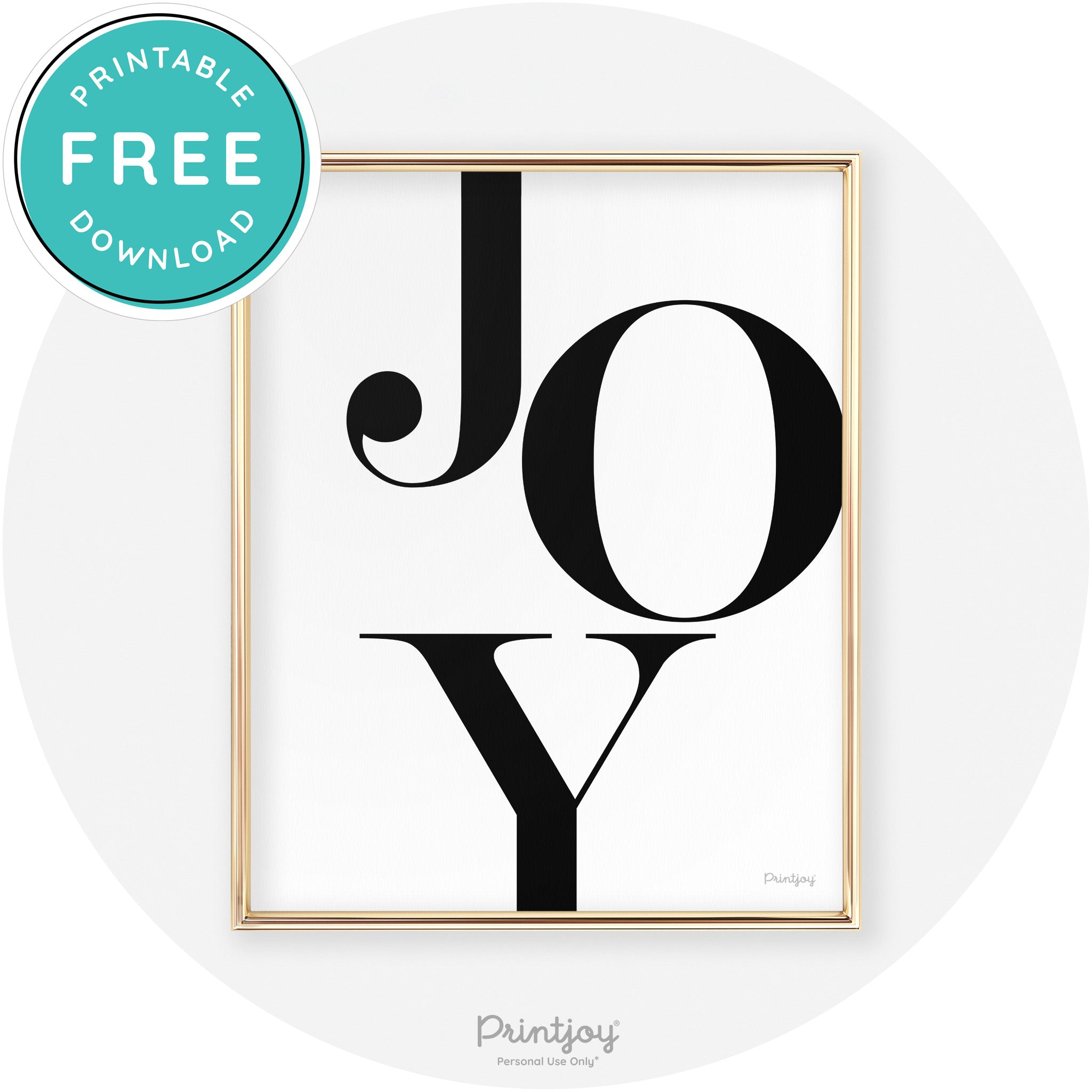 Joy Typography Cute Simple Modern Wall Art Decor Free Printable