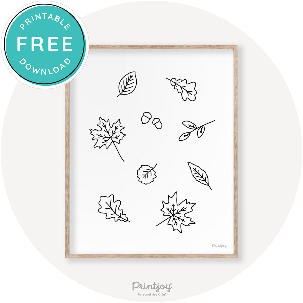 Fall Leaves Line Art Cute Fall Modern Chic Wall Art Free Printable