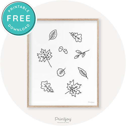 Fall Leaves Line Art Cute Fall Modern Chic Wall Art Free Printable