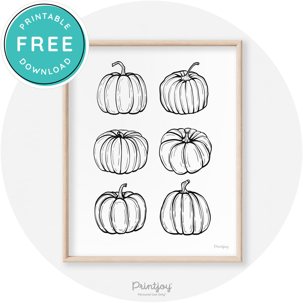 Fall Pumpkins Drawings Transitional Decor Wall Art Free Printable
