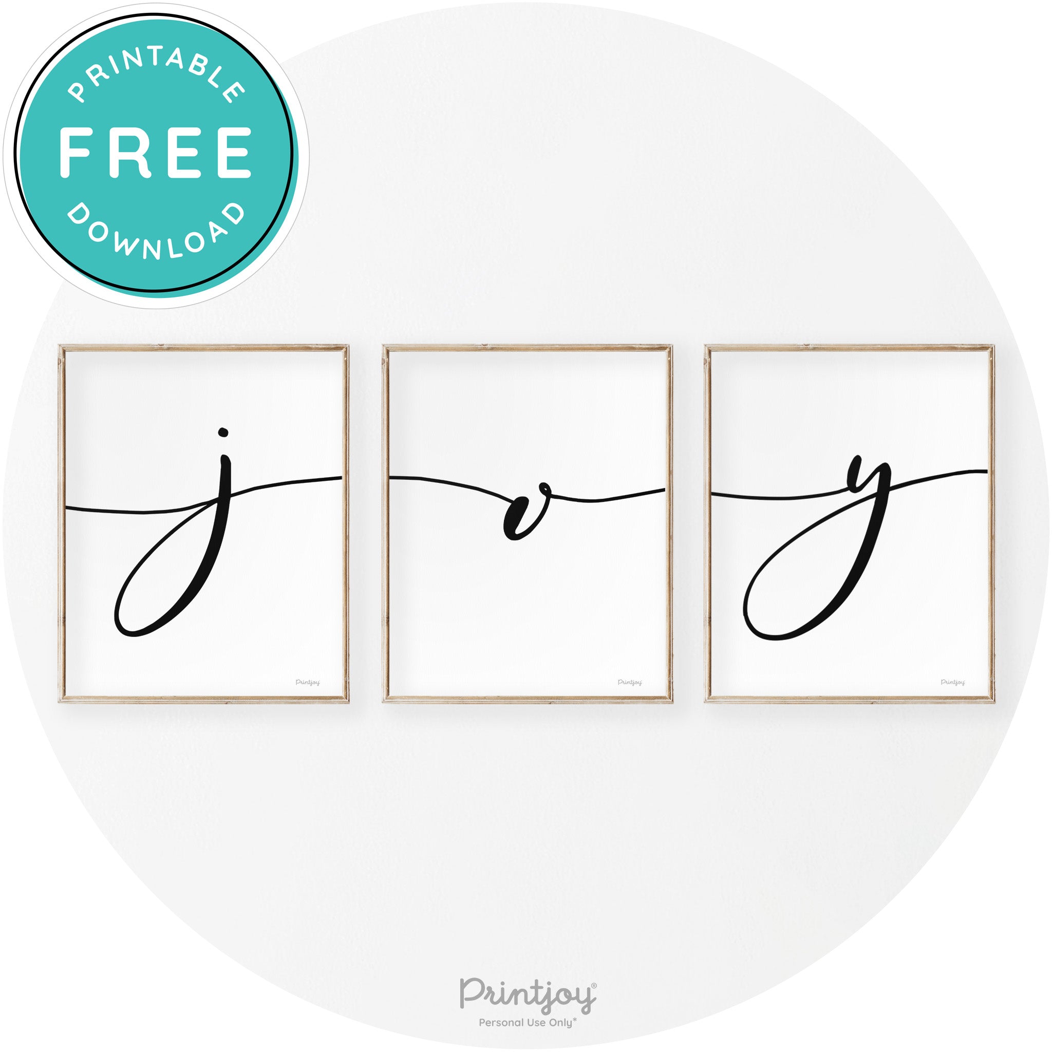 Joy Cursive Set Of 3 Christmas Transitional Wall Art Decor Free Printa
