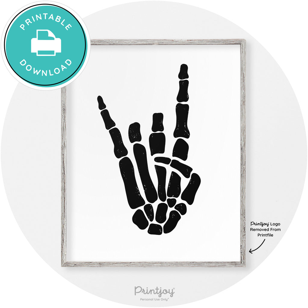 Skeleton Rock On Hand Bones Vintage Halloween Wall Art Free Printable