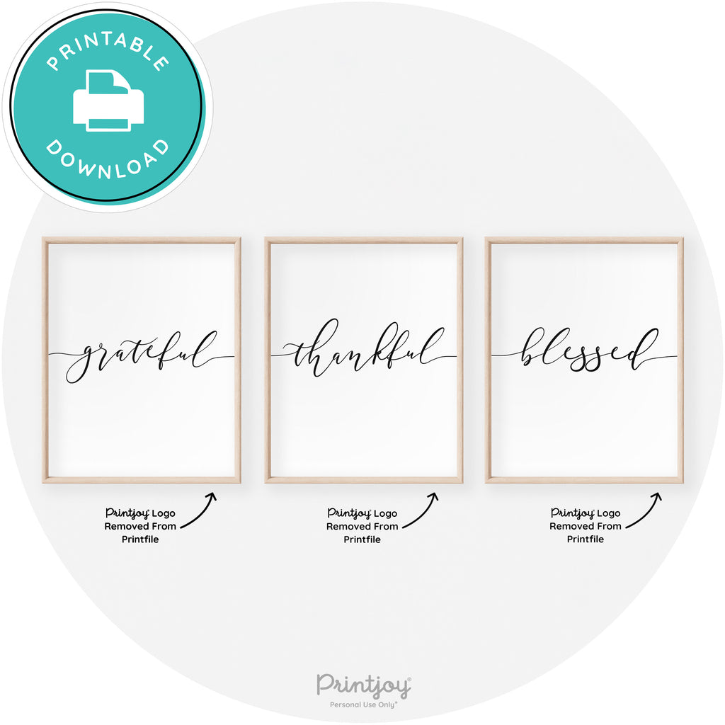 Grateful Thankful Blessed Set Of 3 Transitional Wall Art Free Printabl