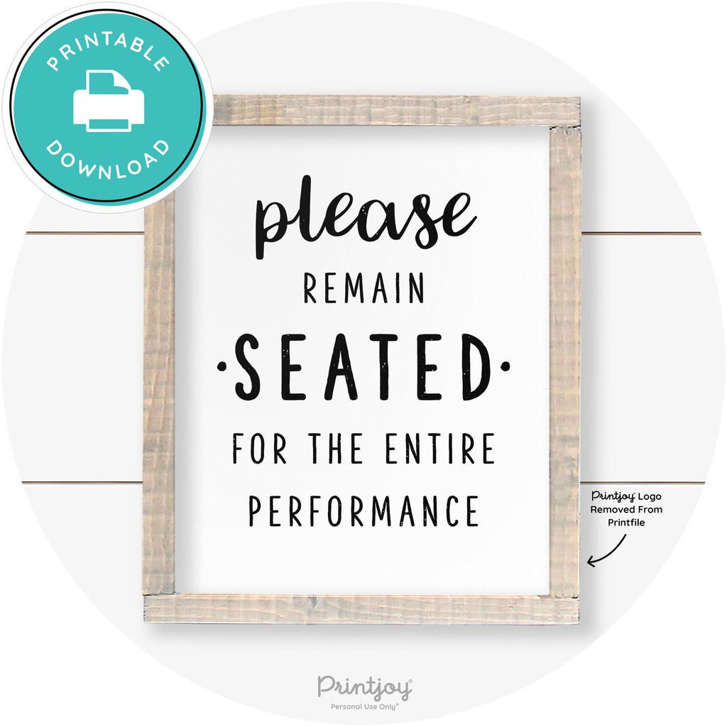 Please Remain Seated Funny Bathroom Farmhouse Art Free Printable