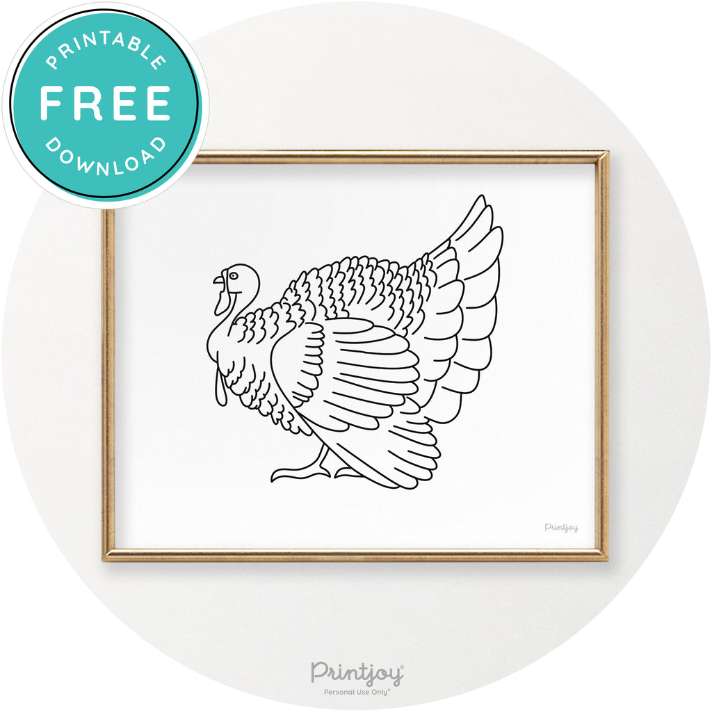 Turkey Line Art Thanksgiving Cute Modern Chic Wall Art Free Printable