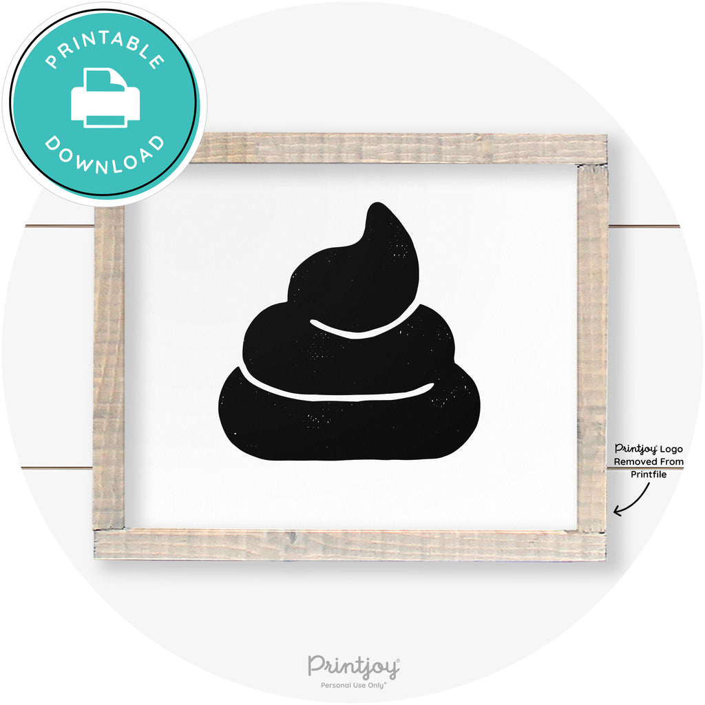 Poop Emoji Silhouette Funny Bathroom Sign Wall Art Free Printable