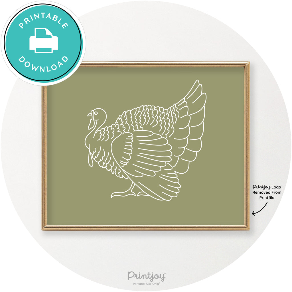 Turkey Line Art Thanksgiving Cute Modern Chic Wall Art Free Printable
