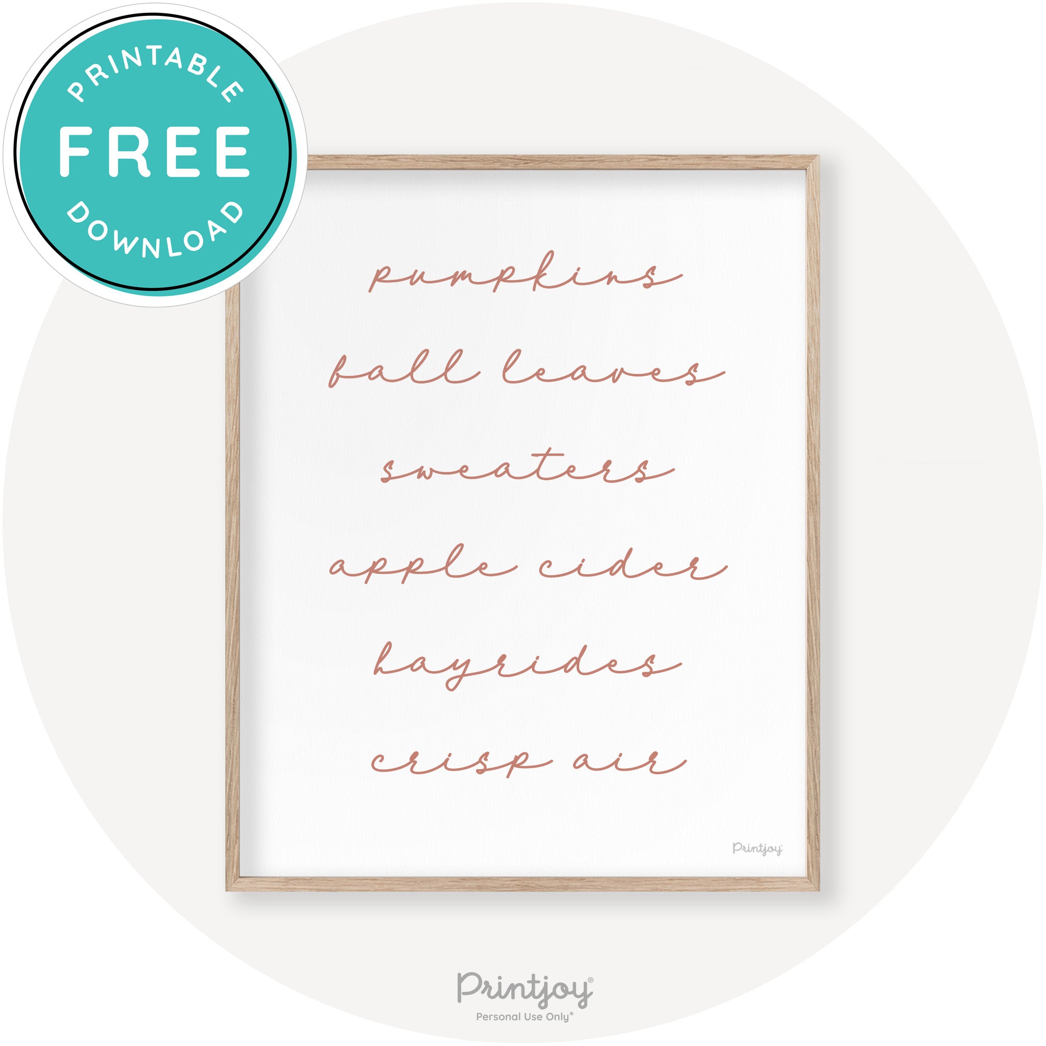 Fall Favorite Things Cute Modern Chic Decor Wall Art Free Printable