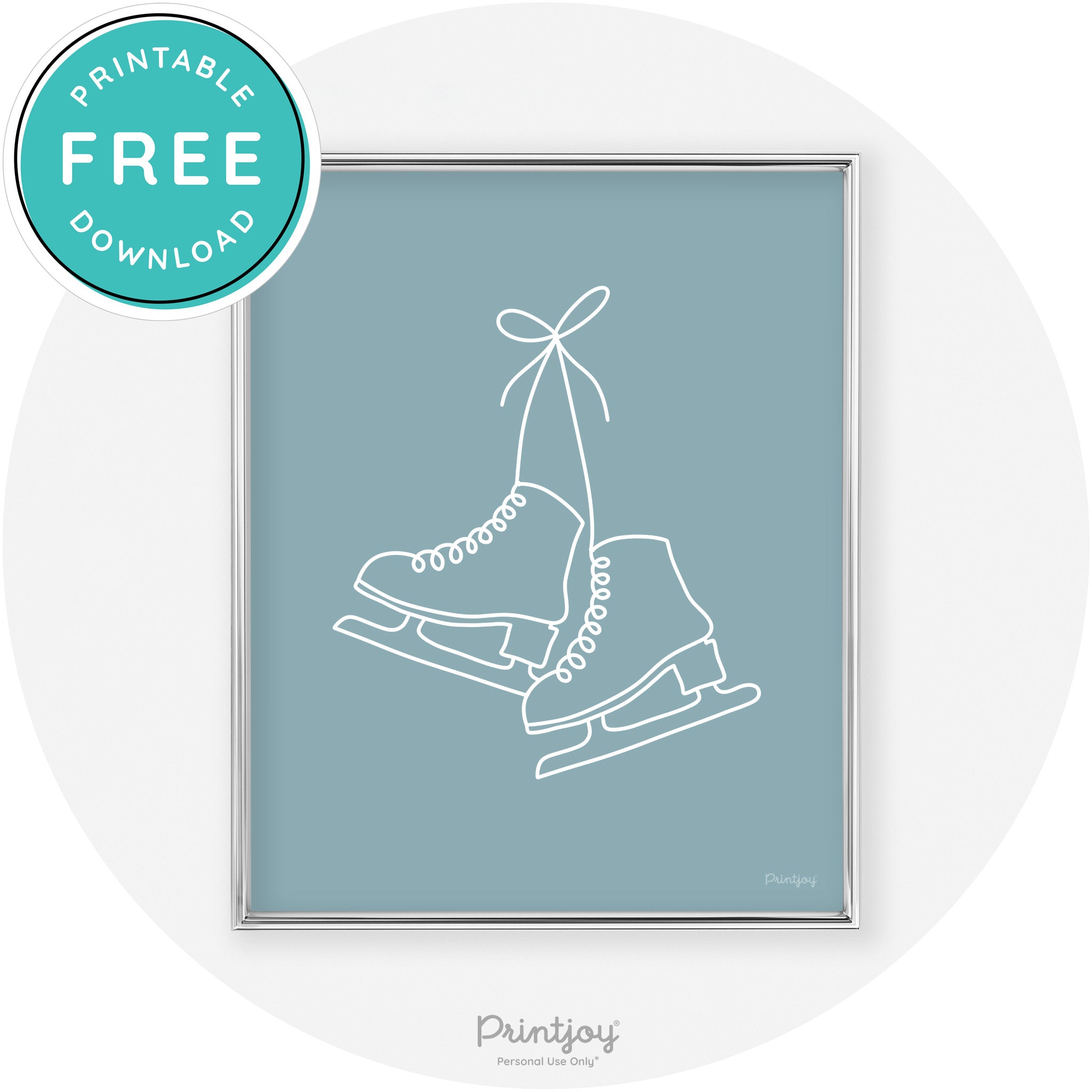 Ice Skates Line Art Cute Winter Modern Chic Wall Art Free Printable