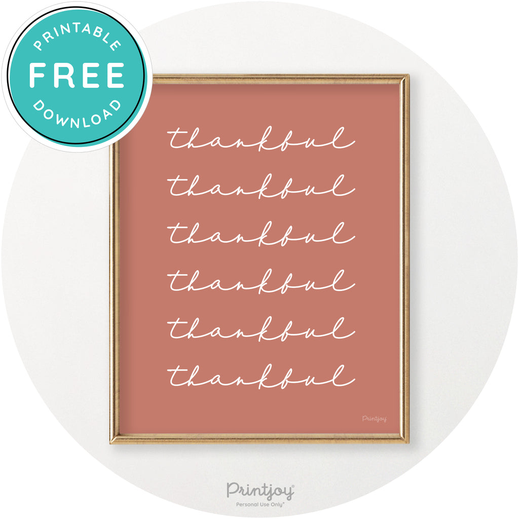 Thankful Pattern Cute Thanksgiving Modern Chic Wall Art Free Printable