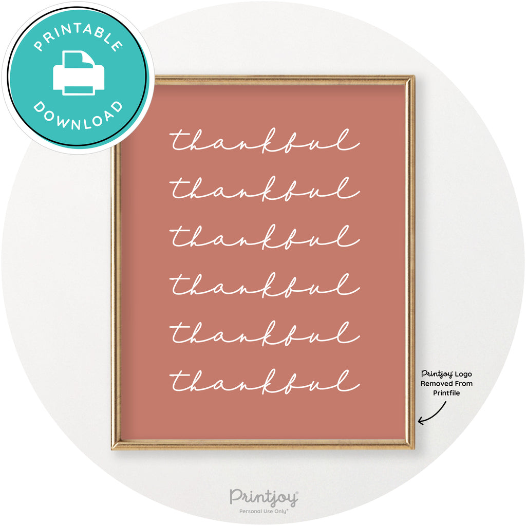 Thankful Pattern Cute Thanksgiving Modern Chic Wall Art Free Printable