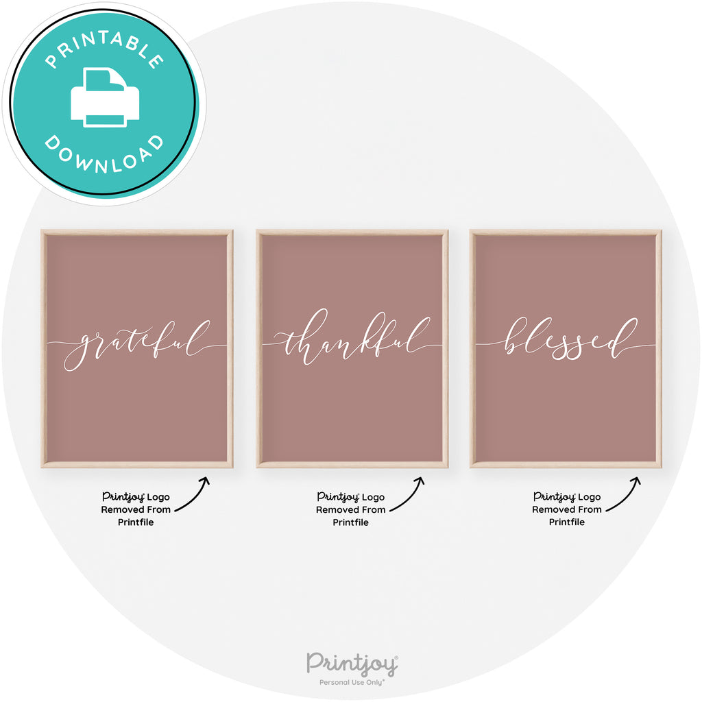 Grateful Thankful Blessed Set Of 3 Transitional Wall Art Free Printabl