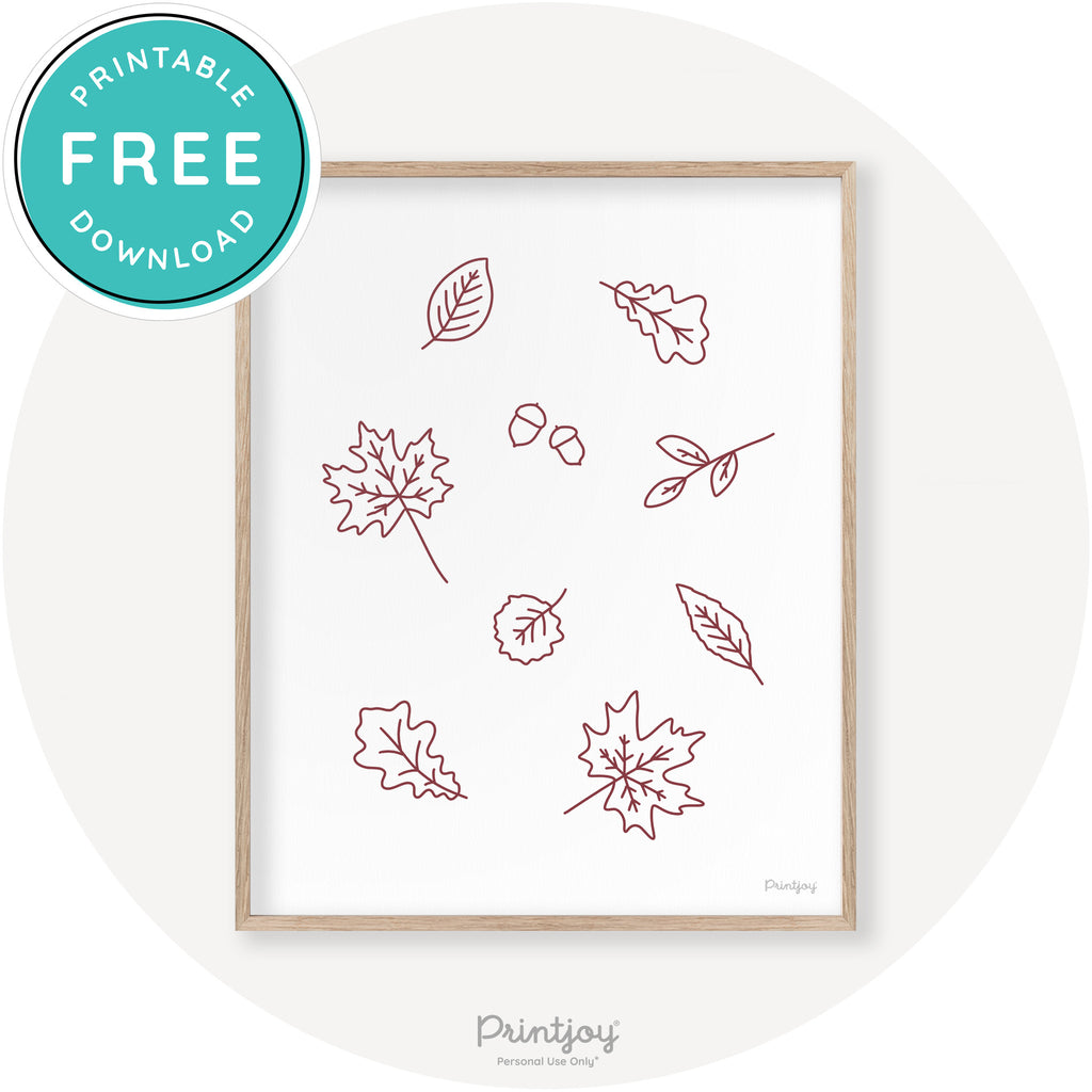 Fall Leaves Line Art Cute Fall Modern Chic Wall Art Free Printable
