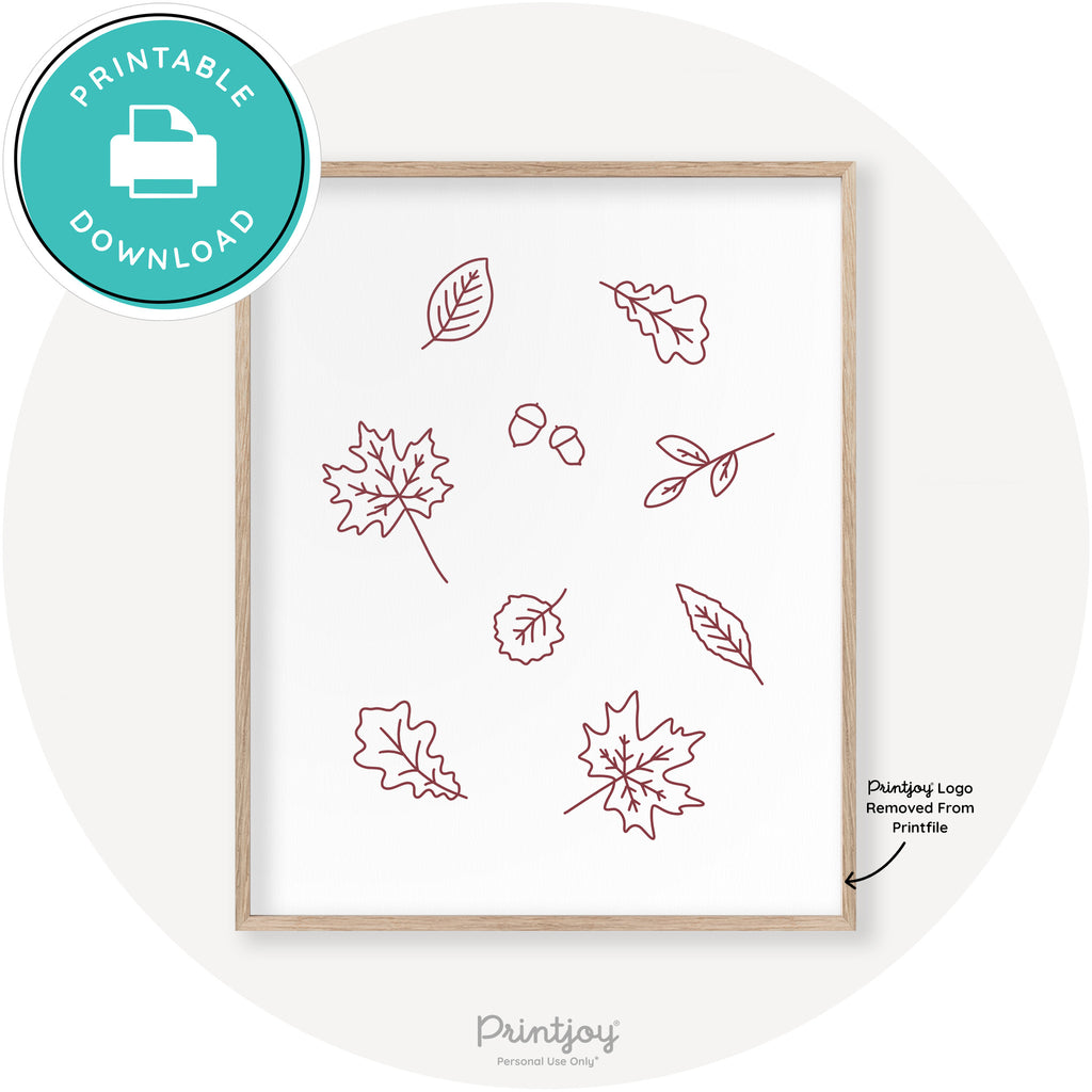Fall Leaves Line Art Cute Fall Modern Chic Wall Art Free Printable