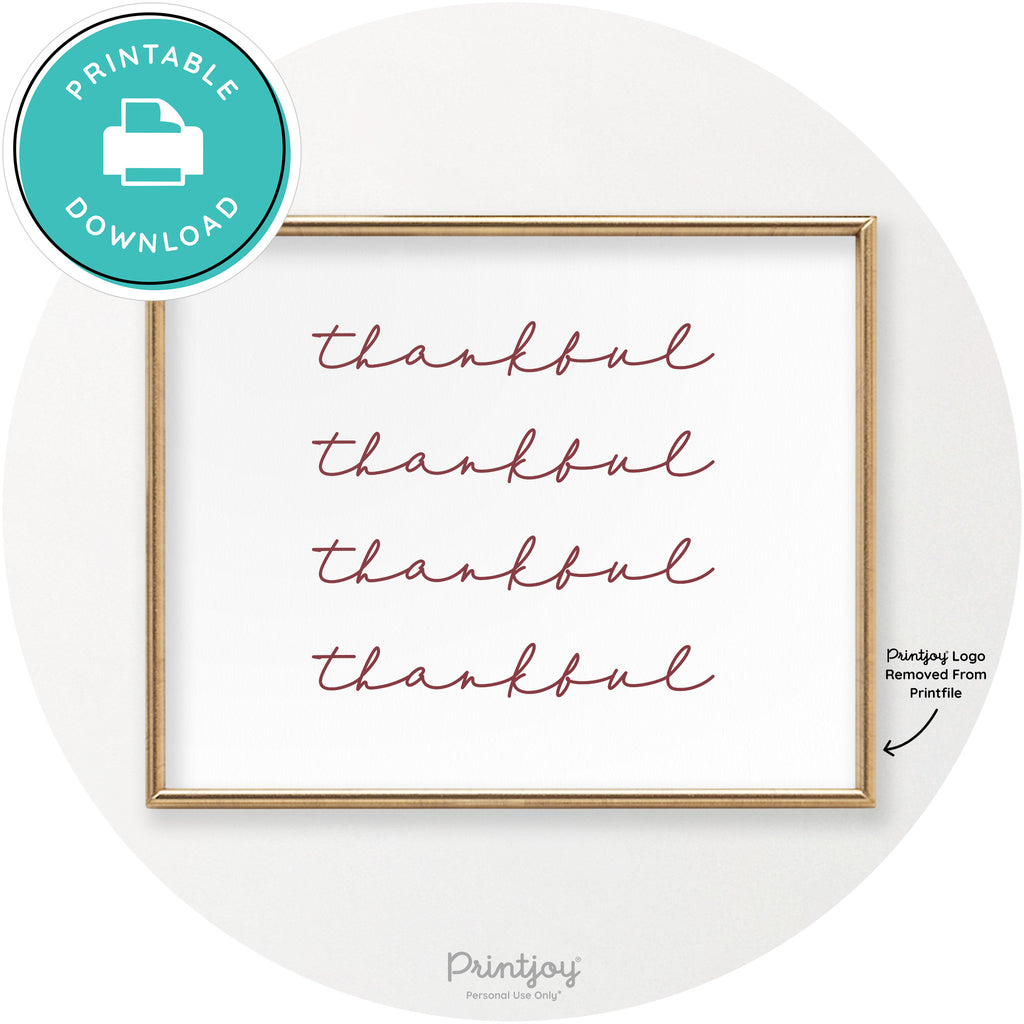 Thankful Pattern Cute Thanksgiving Modern Chic Wall Art Free Printable