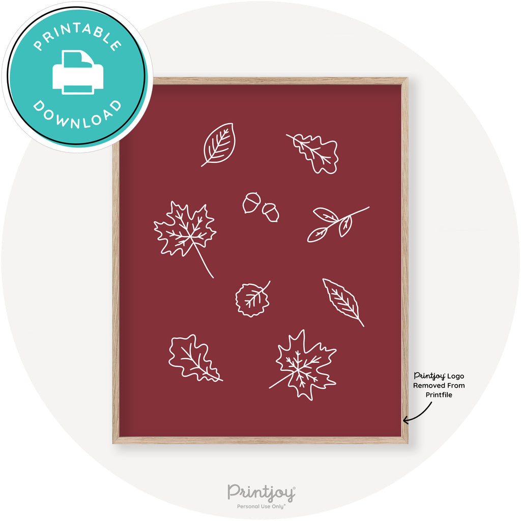 Fall Leaves Line Art Cute Fall Modern Chic Wall Art Free Printable