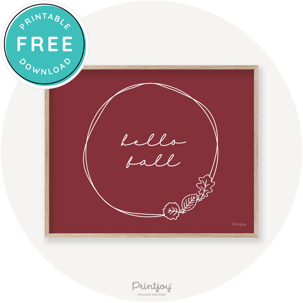 Hello Fall Wreath Cute Modern Chic Decor Wall Art Free Printable