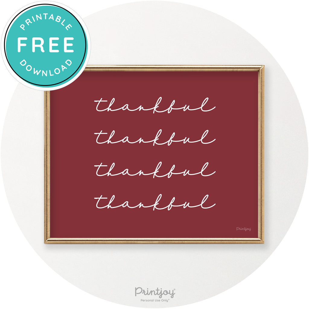 Thankful Pattern Cute Thanksgiving Modern Chic Wall Art Free Printable