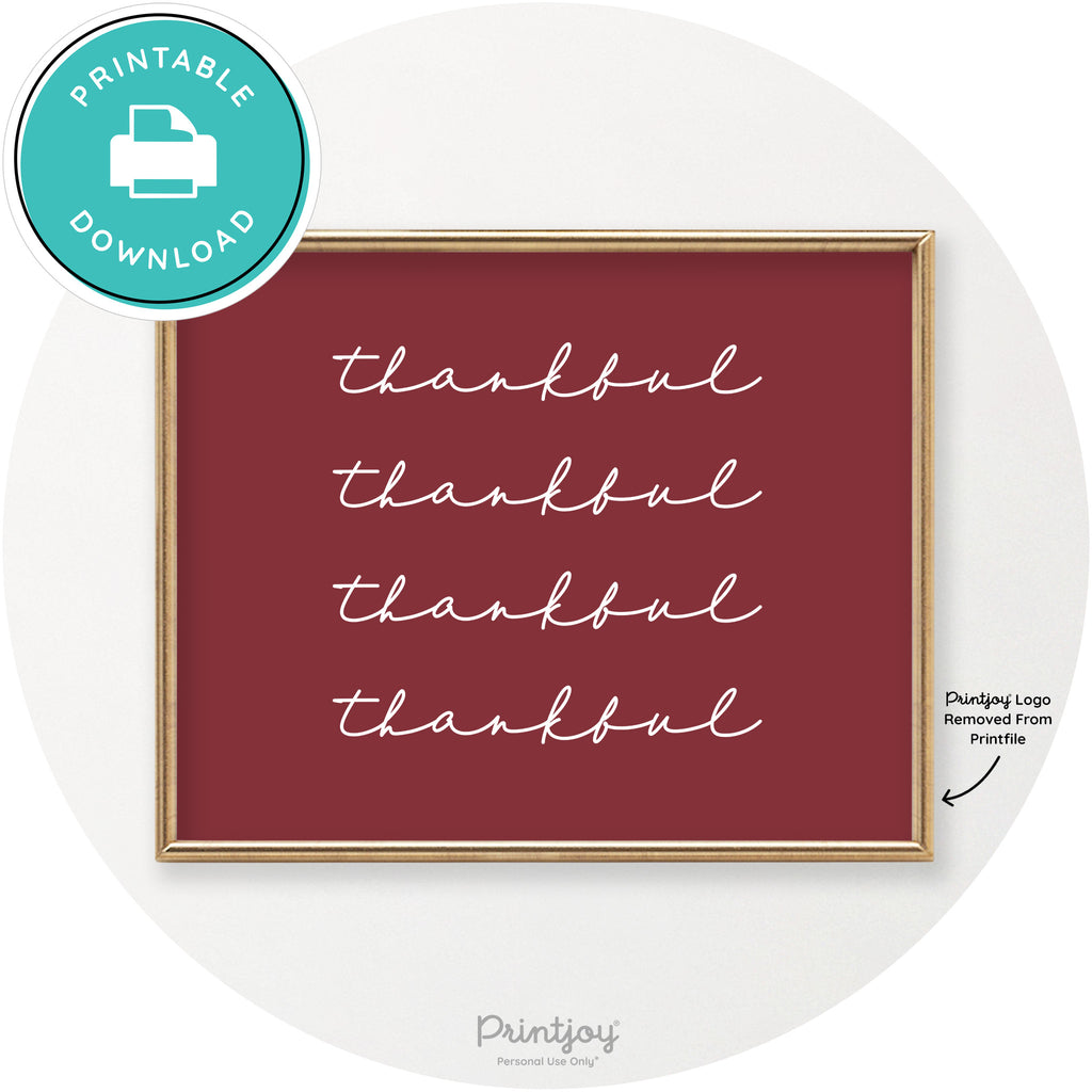Thankful Pattern Cute Thanksgiving Modern Chic Wall Art Free Printable