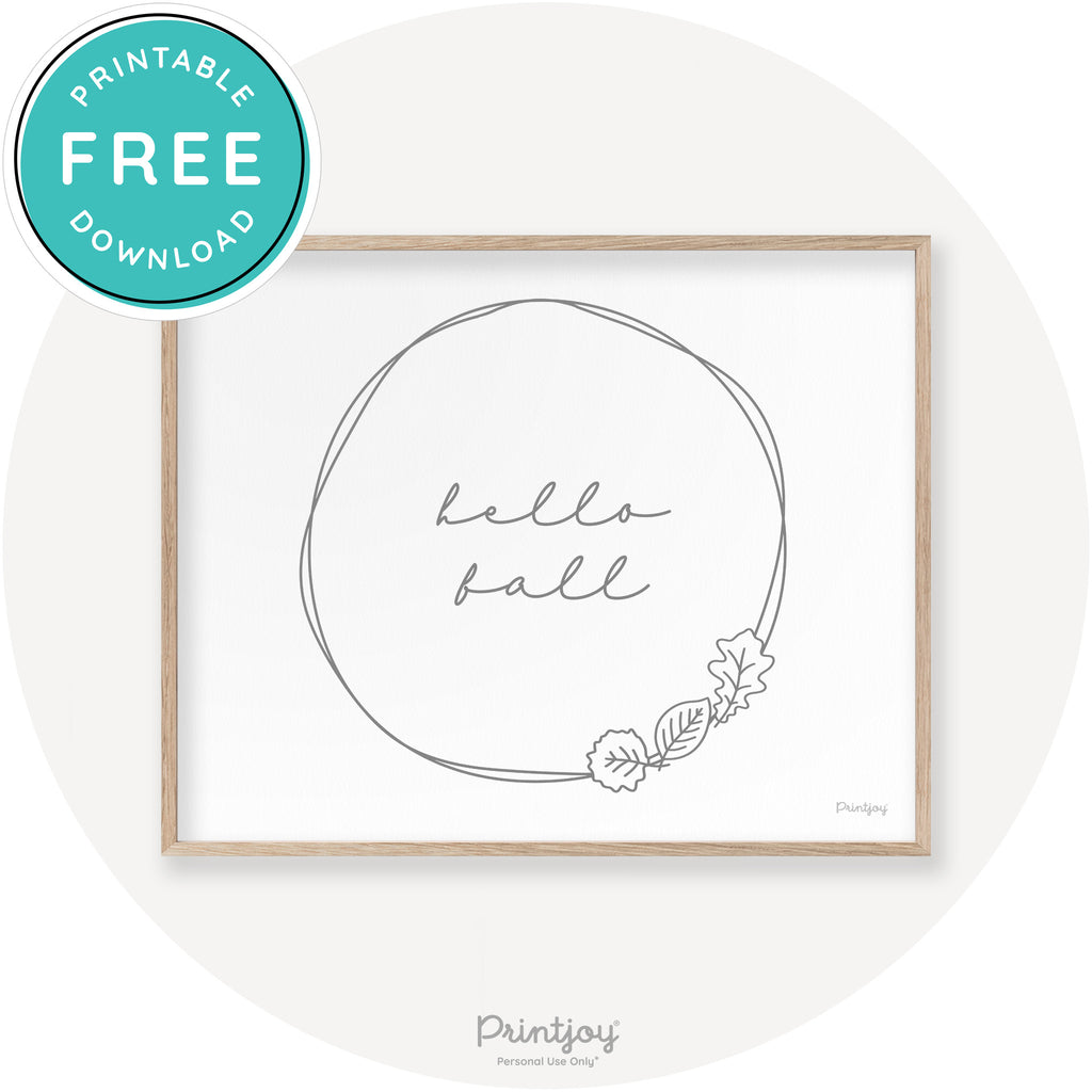 Hello Fall Wreath Cute Modern Chic Decor Wall Art Free Printable
