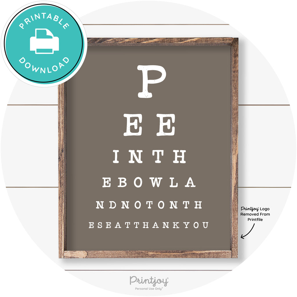 Pee In The Bowl Vision Test Bathroom Farmhouse Wall Art Free Printable