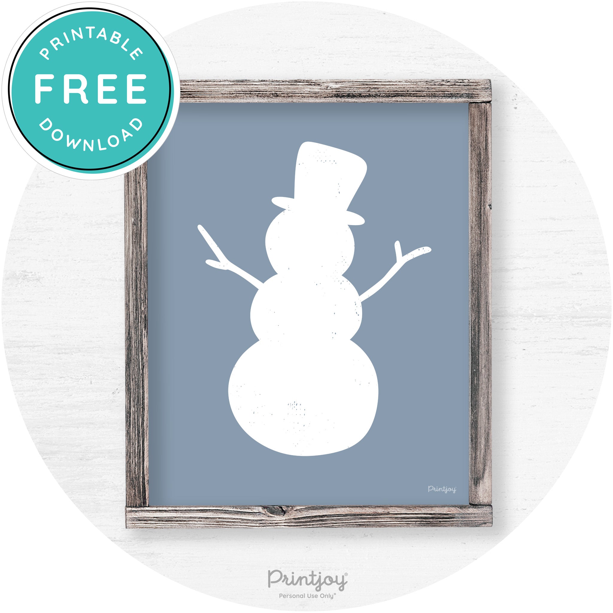 Snowman Silhouette Winter Farmhouse Wall Art Decor Free Printable