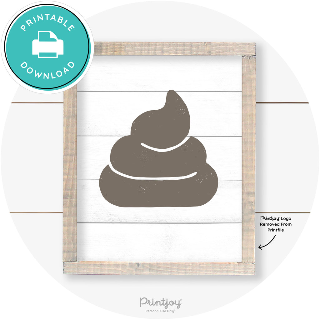 Poop Emoji Silhouette Funny Bathroom Sign Wall Art Free Printable