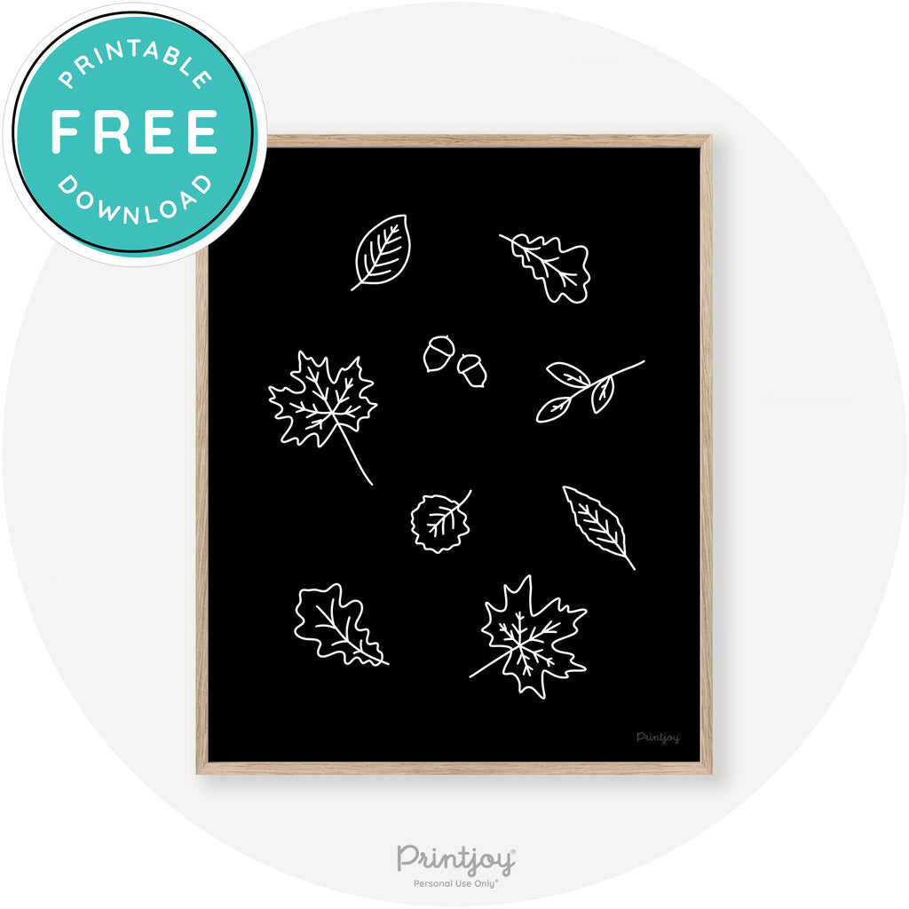 Fall Leaves Line Art Cute Fall Modern Chic Wall Art Free Printable