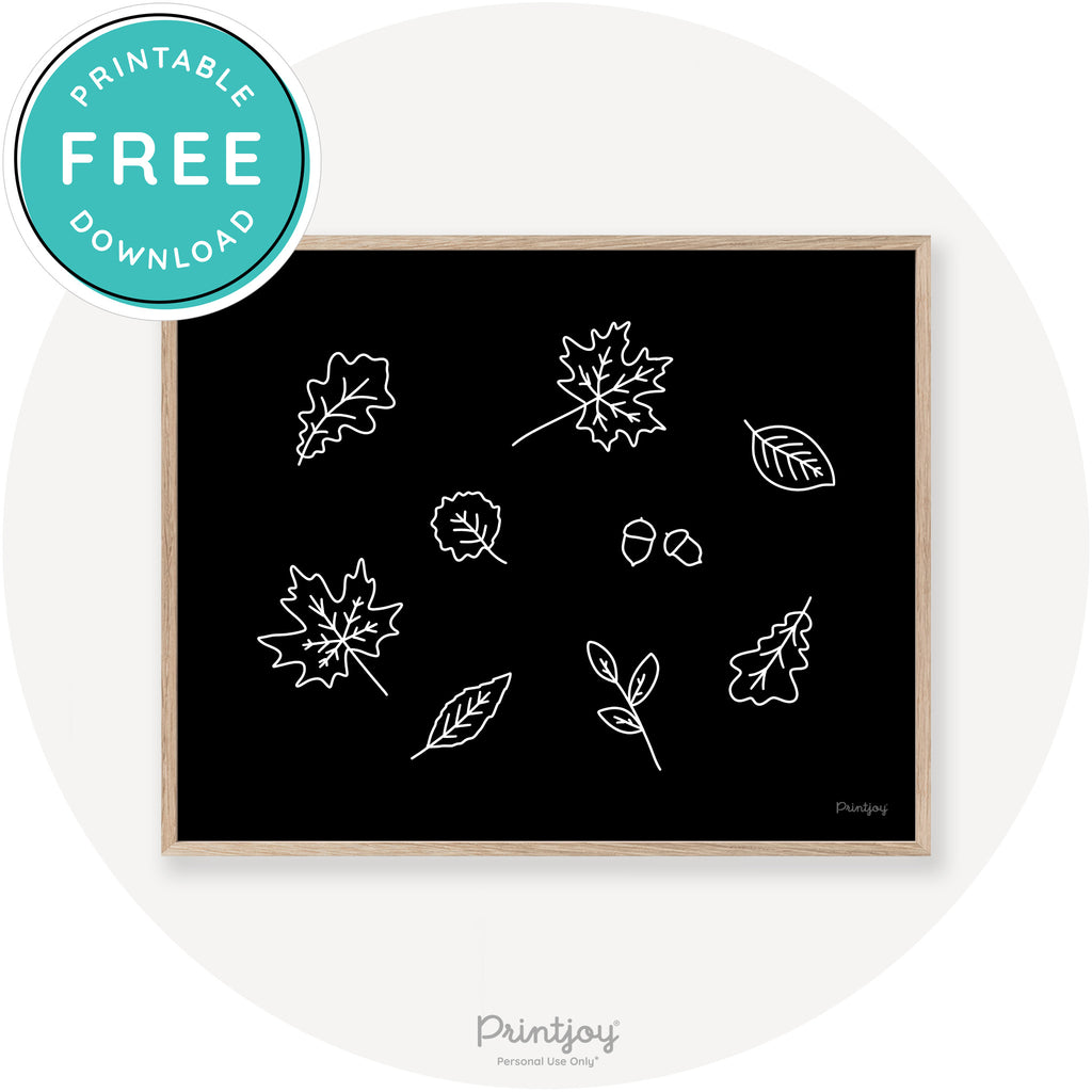 Fall Leaves Line Art Cute Fall Modern Chic Wall Art Free Printable