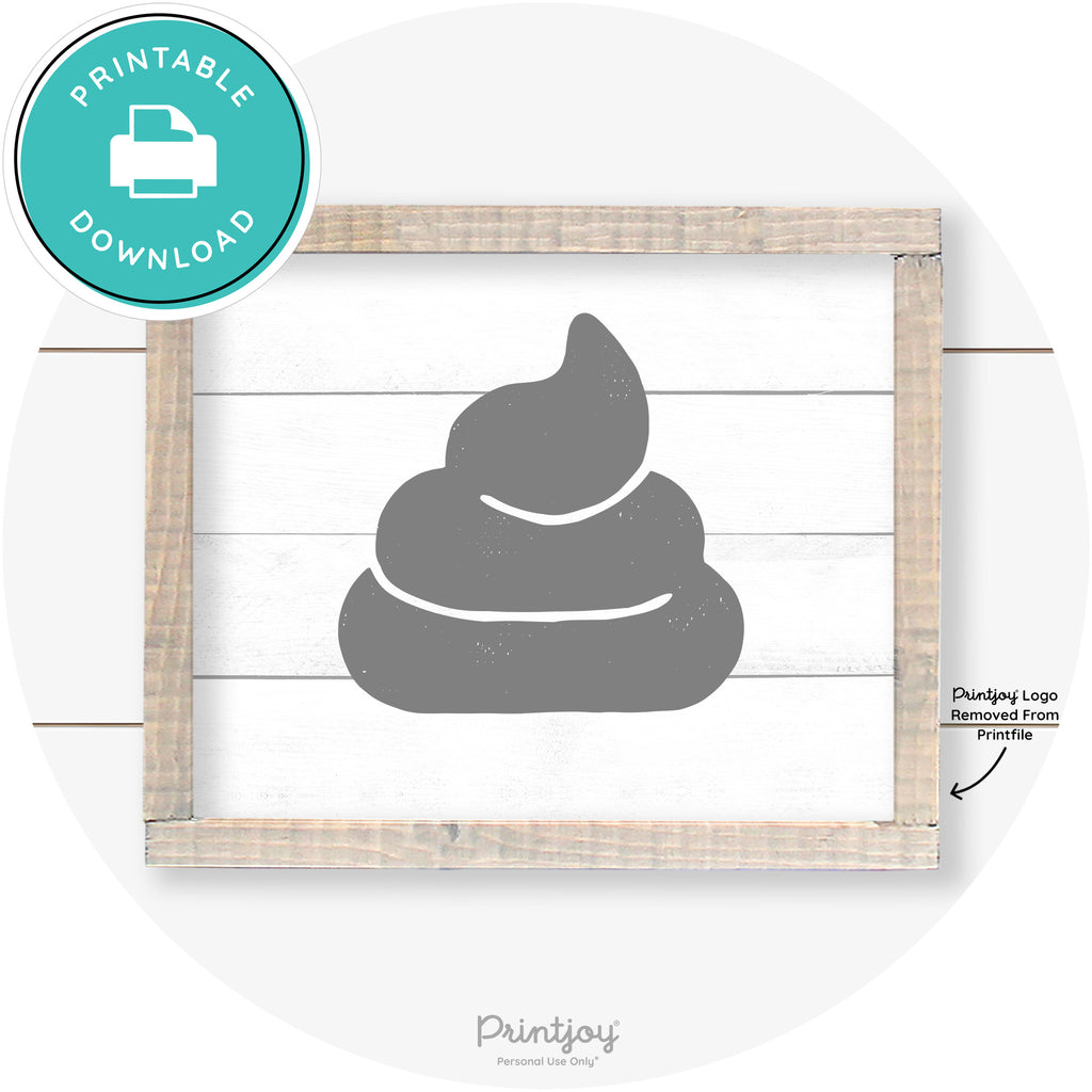 Poop Emoji Silhouette Funny Bathroom Sign Wall Art Free Printable