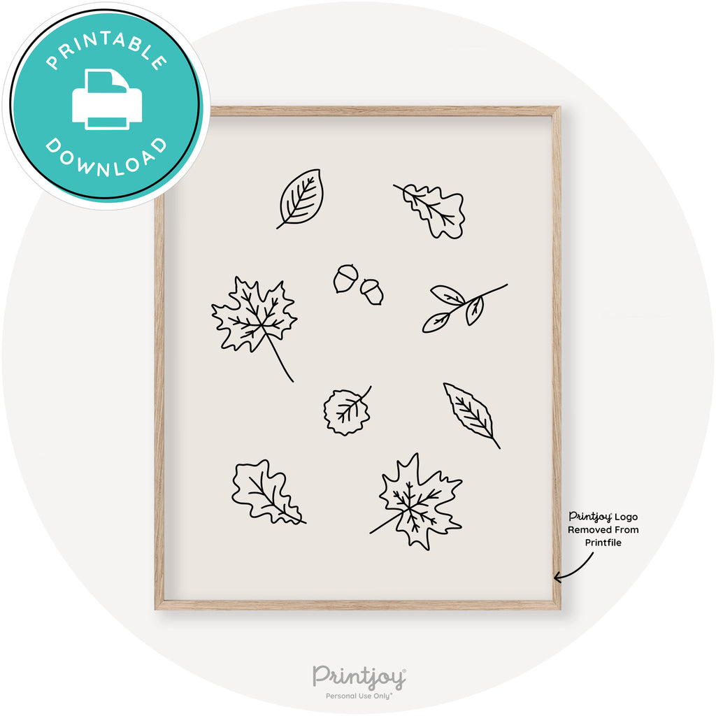 Fall Leaves Line Art Cute Fall Modern Chic Wall Art Free Printable