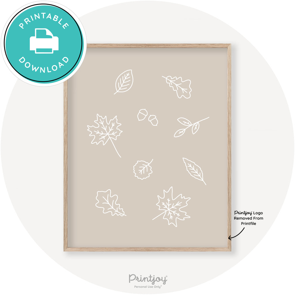 Fall Leaves Line Art Cute Fall Modern Chic Wall Art Free Printable