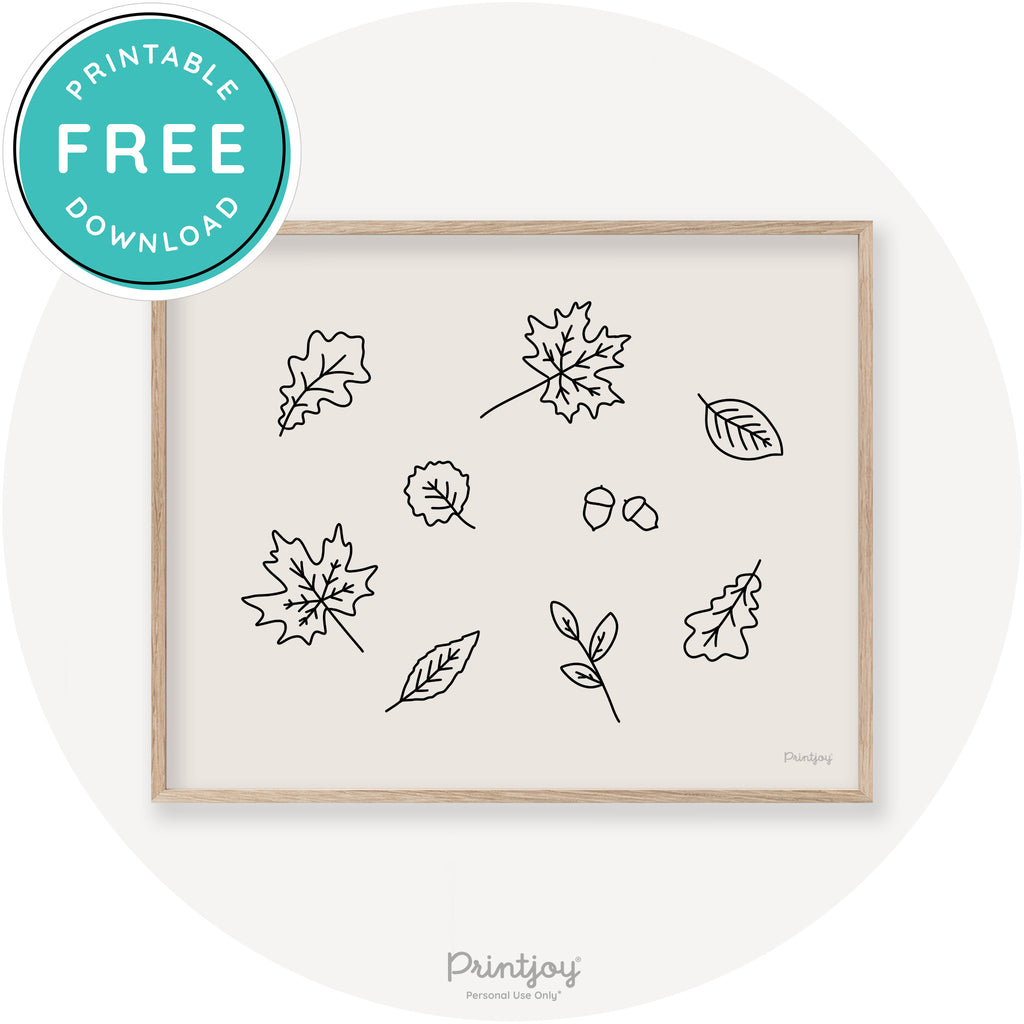 Fall Leaves Line Art Cute Fall Modern Chic Wall Art Free Printable