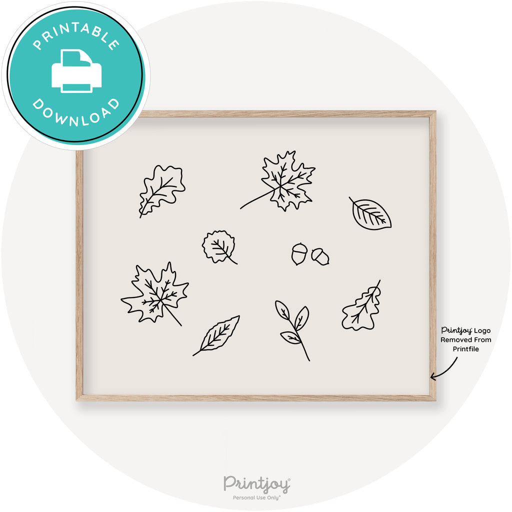 Fall Leaves Line Art Cute Fall Modern Chic Wall Art Free Printable