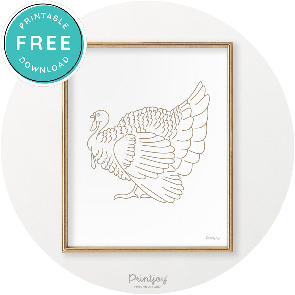 Turkey Line Art Thanksgiving Cute Modern Chic Wall Art Free Printable