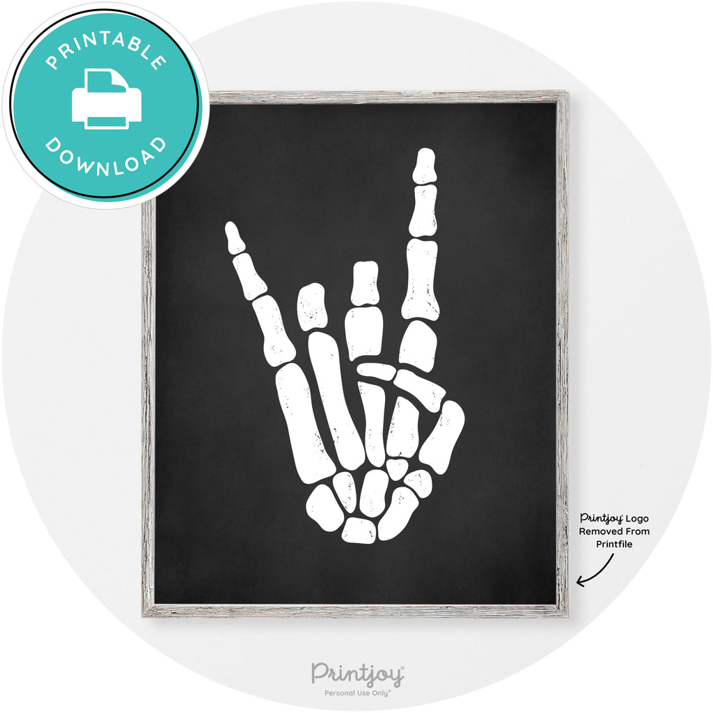 Skeleton Rock On Hand Bones Vintage Halloween Wall Art Free Printable