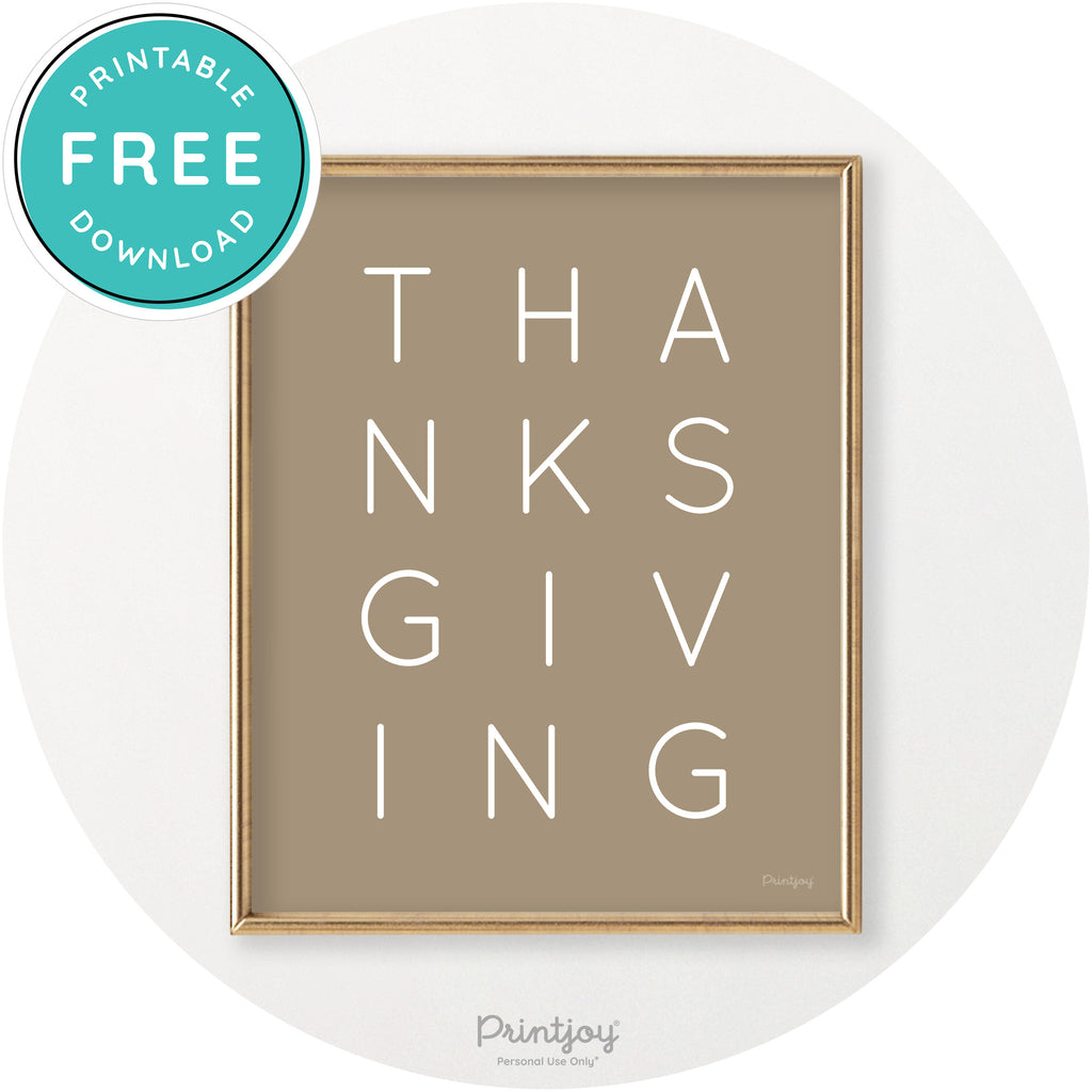 Thanksgiving Cute Typography Modern Chic Wall Art Free Printable