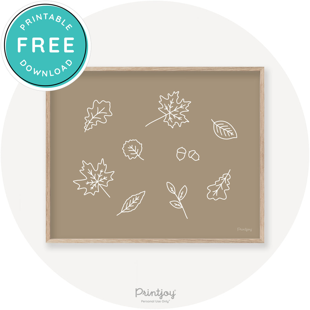 Fall Leaves Line Art Cute Fall Modern Chic Wall Art Free Printable