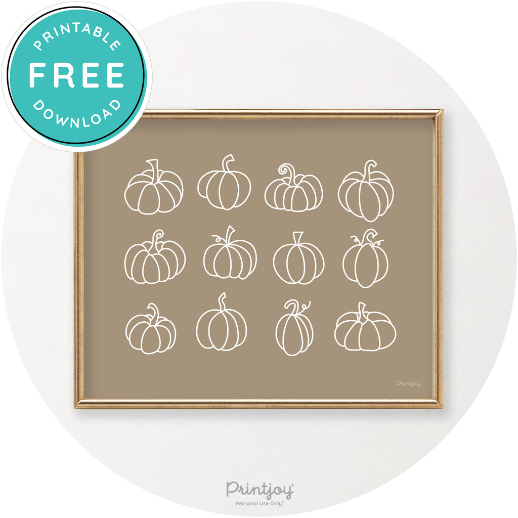 Pumpkins Line Art Cute Thanksgiving Chic Wall Art Free Printable