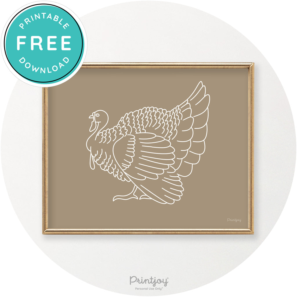 Turkey Line Art Thanksgiving Cute Modern Chic Wall Art Free Printable