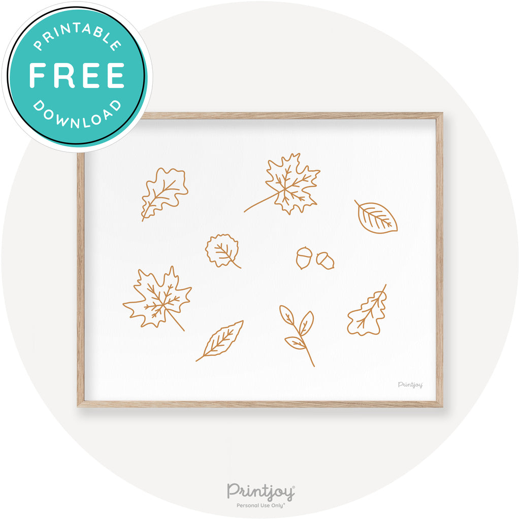 Fall Leaves Line Art Cute Fall Modern Chic Wall Art Free Printable