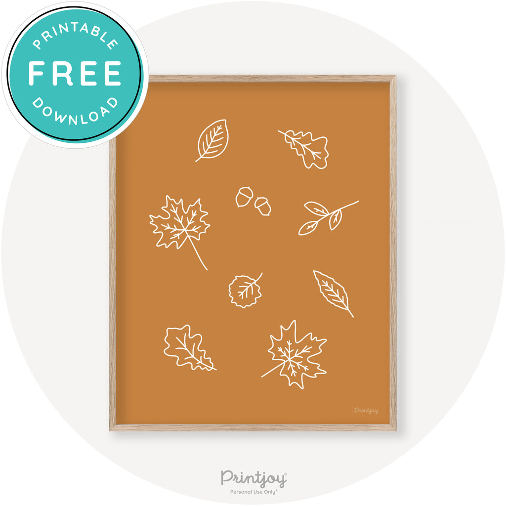 Fall Leaves Line Art Cute Fall Modern Chic Wall Art Free Printable