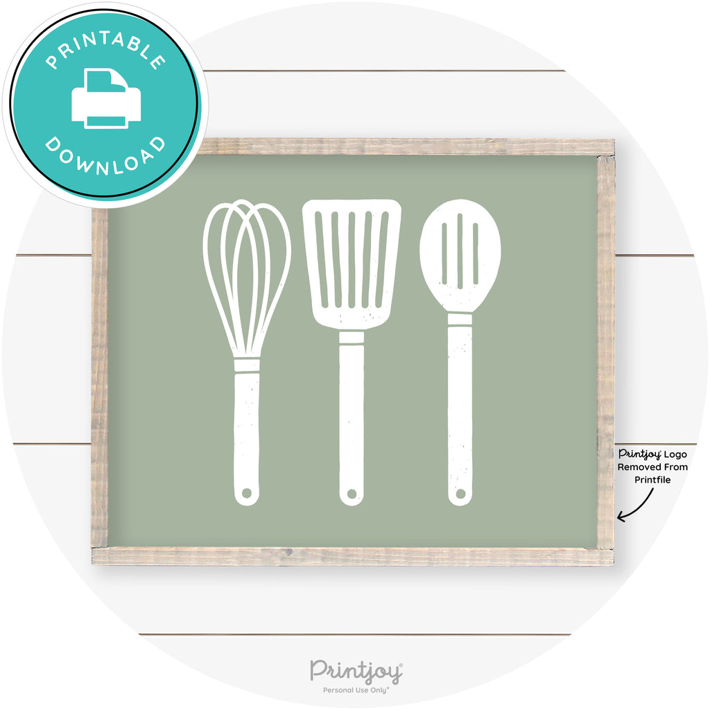 Whisk Spatula Spoon Kitchen Utensils Farmhouse Wall Art Free Printable