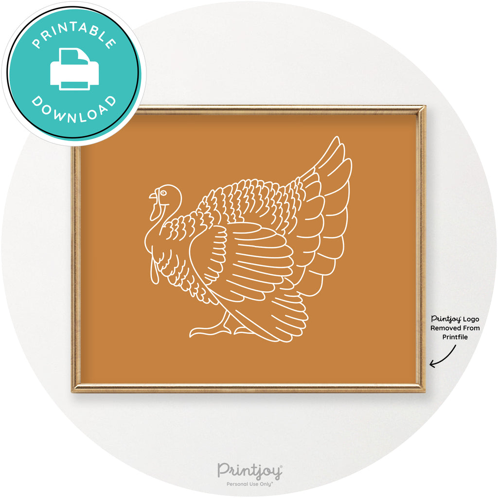 Turkey Line Art Thanksgiving Cute Modern Chic Wall Art Free Printable