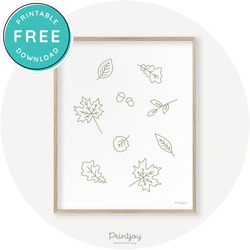 Fall Leaves Line Art Cute Fall Modern Chic Wall Art Free Printable
