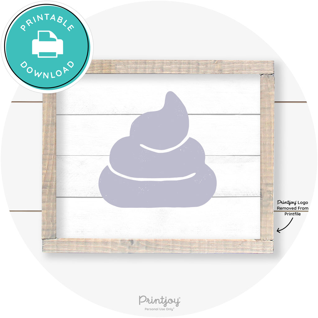 Poop Emoji Silhouette Funny Bathroom Sign Wall Art Free Printable