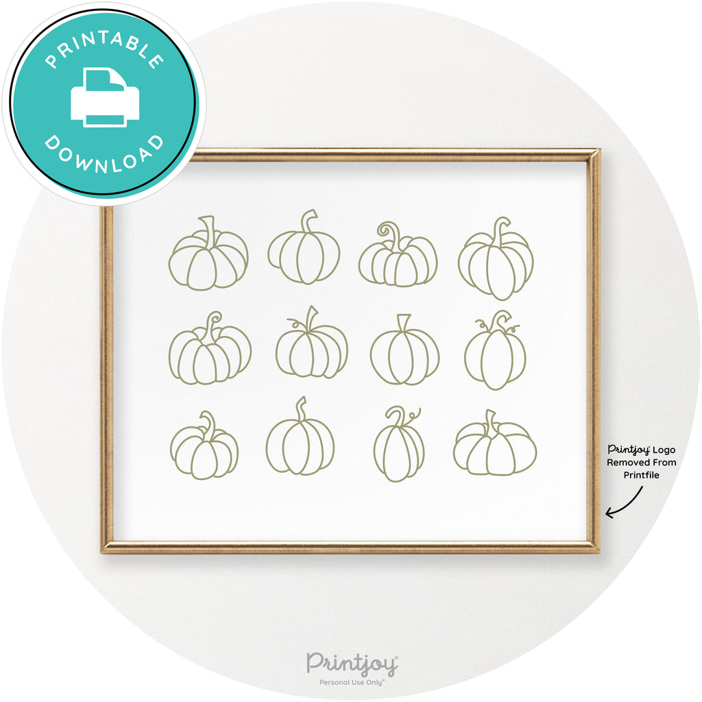 Pumpkins Line Art Cute Thanksgiving Chic Wall Art Free Printable